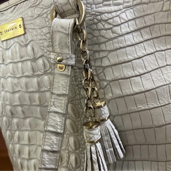 Brahmin | Bags | Brahmin Asher Pearl White Melbourne Croc Embossed ...